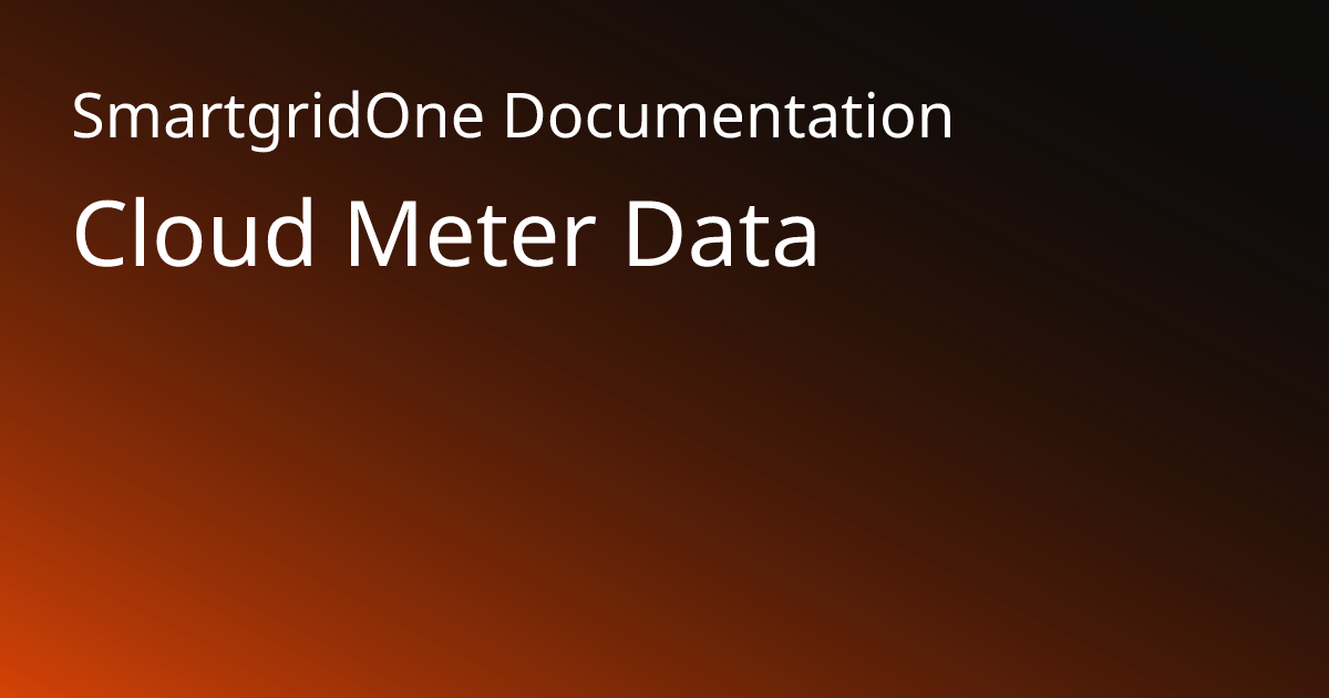 Cloud Meter Data | SmartgridOne Documentation