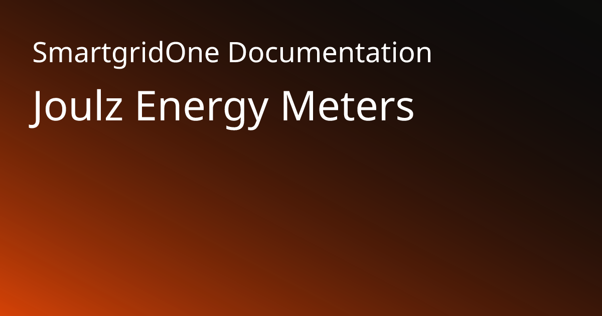 Joulz | SmartgridOne Documentation