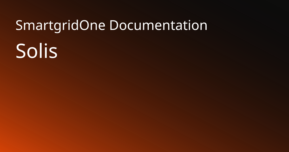 Solis | SmartgridOne Documentation